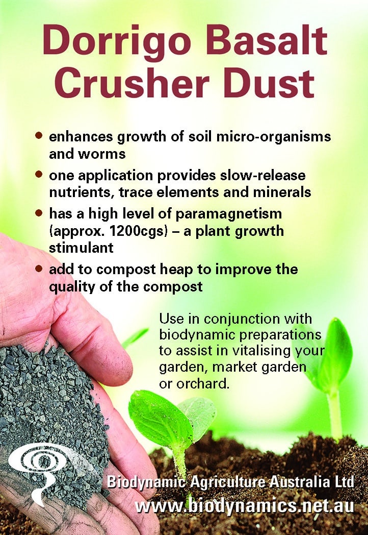 Basalt crusher dust ⋆ Biodynamic Agriculture Australia Ltd